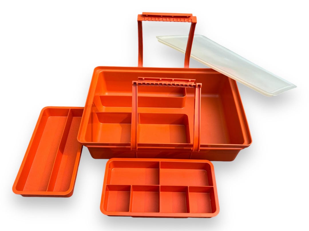Orange Tupperware Tuppercraft Stow N Go Organizer, Storage Box for ...