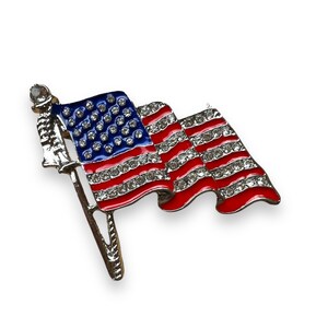 AMERICAN Flag Rhinestone Pin, Vintage Brooch, USA Jewelry, Flag Pin - Etsy