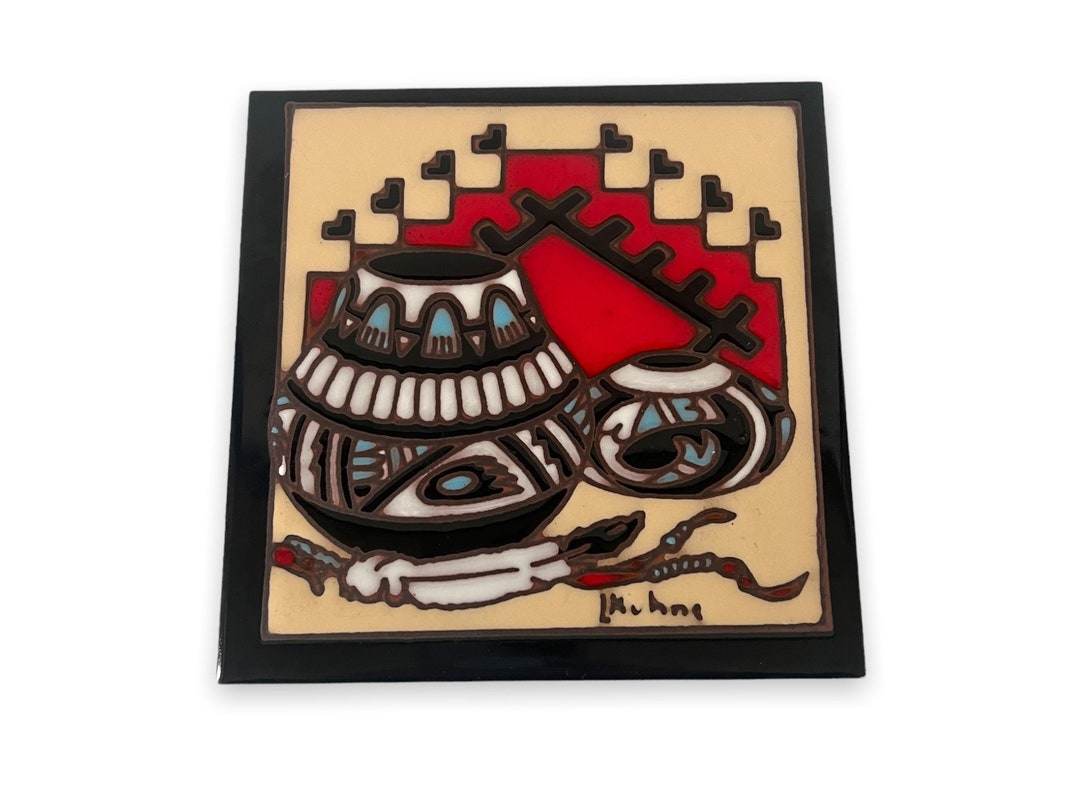Kuhne Tile Trivet, Native American Art, Tile Art, Earthtones Trivet ...