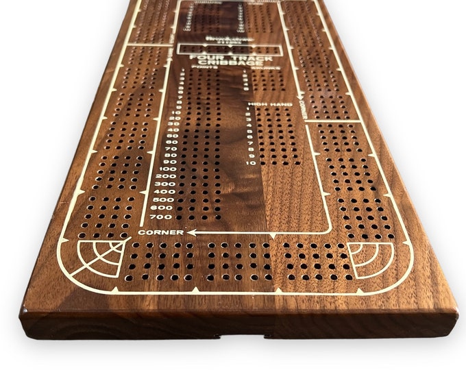 Brookstone Four Track Wooden Cribbage Board With All Pegs, up to 6 ...