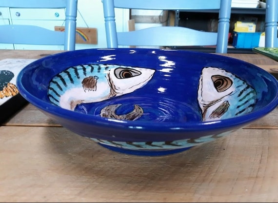 Art & Collectibles Stoneware handthrown fish serving bowl Fine Art ...