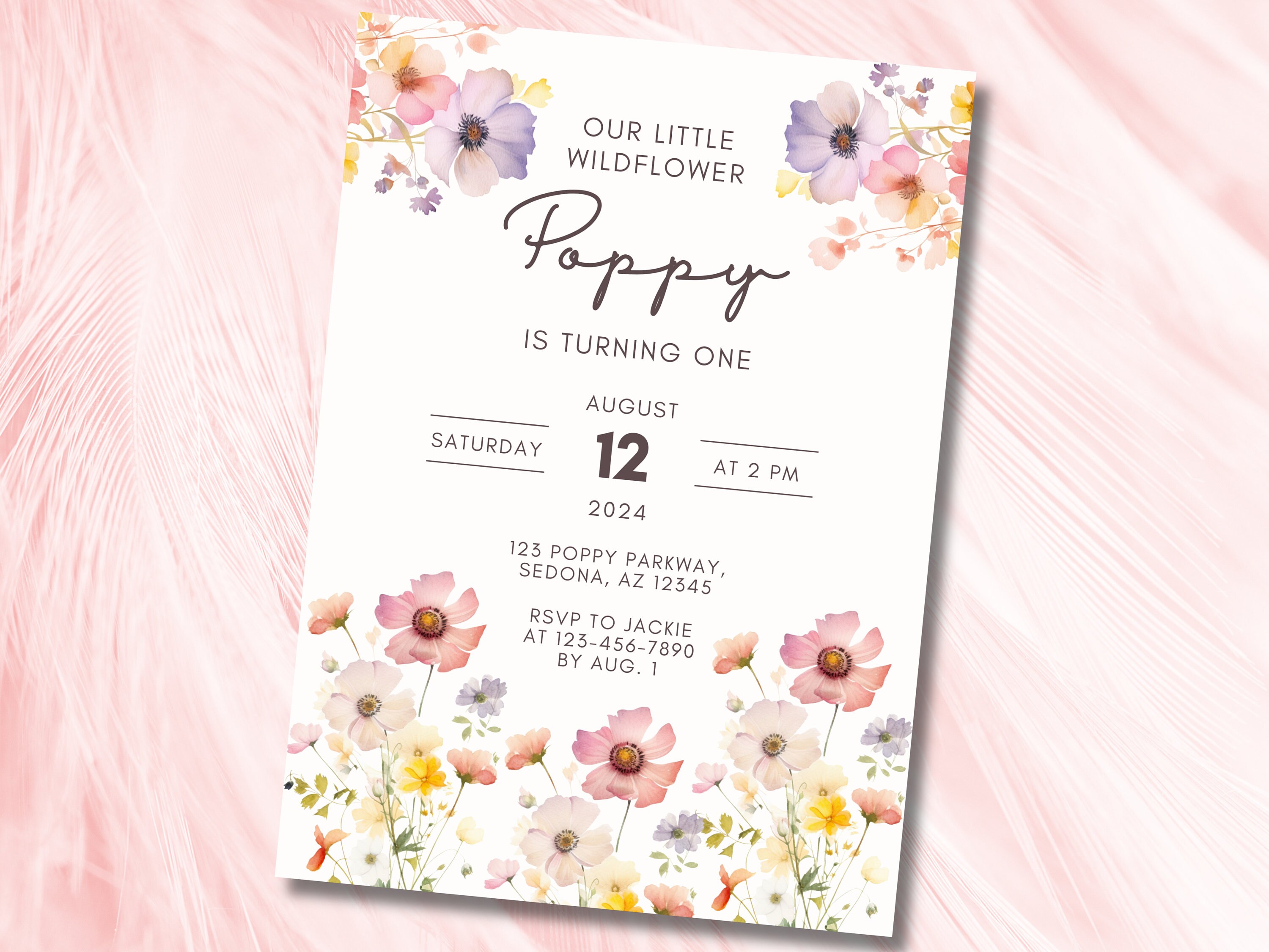 Editable Wildflower Birthday Invitation Wildflower Birthday Invite ...