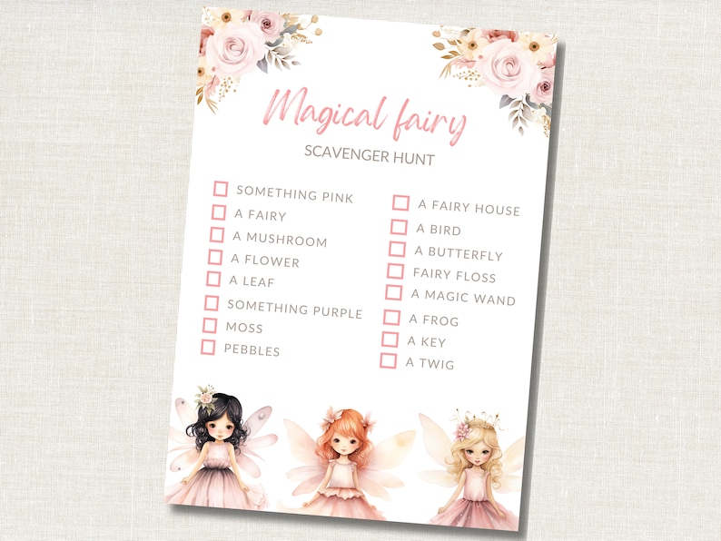 Fairy Scavenger Hunt Game, Printable Fairy Party Game, Fairy Birthday ...
