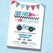 Editable Blue Race Car Birthday Invitation, Racing Birthday Invitation ...