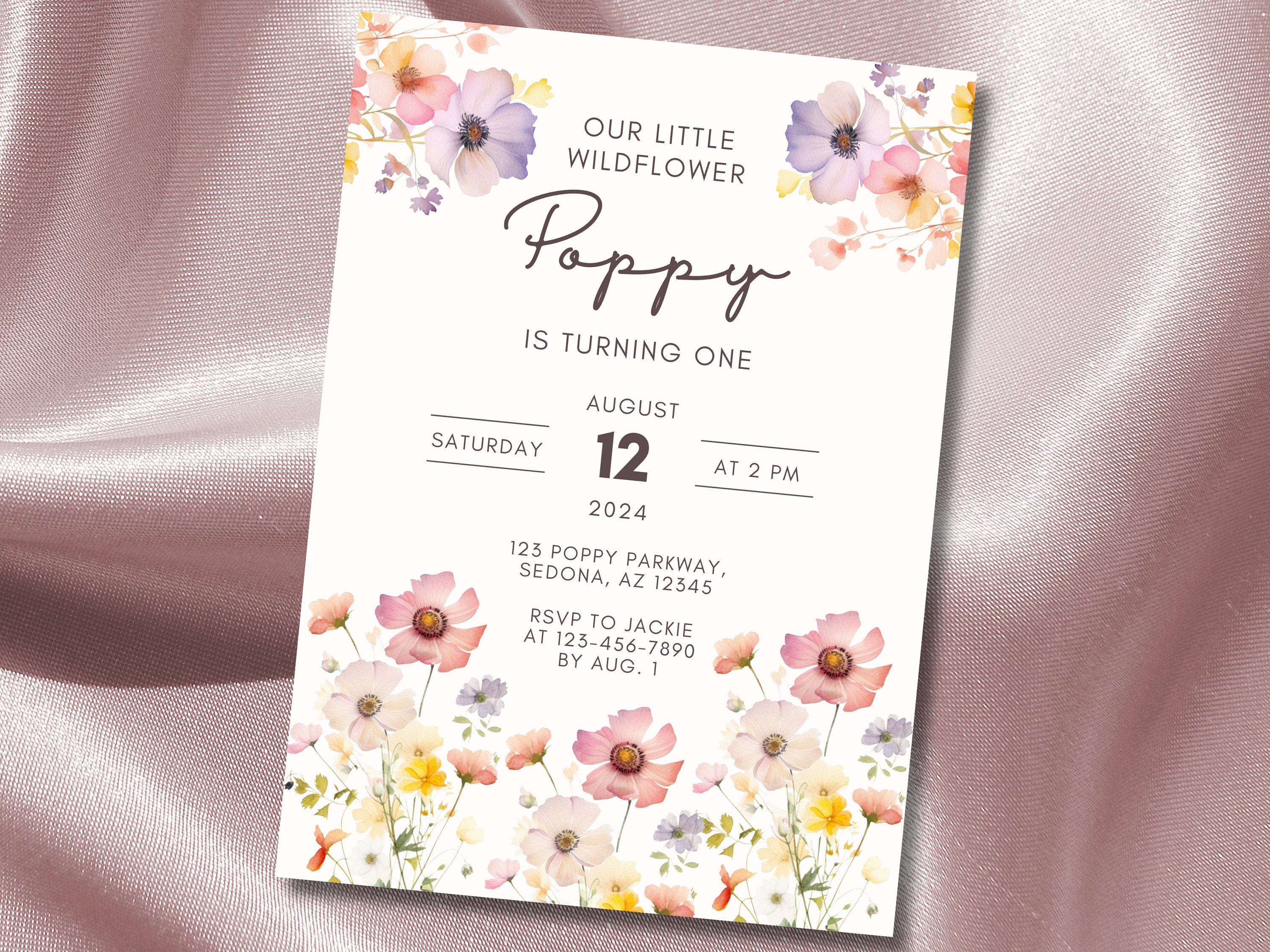 Editable Wildflower Birthday Invitation Wildflower Birthday Invite ...
