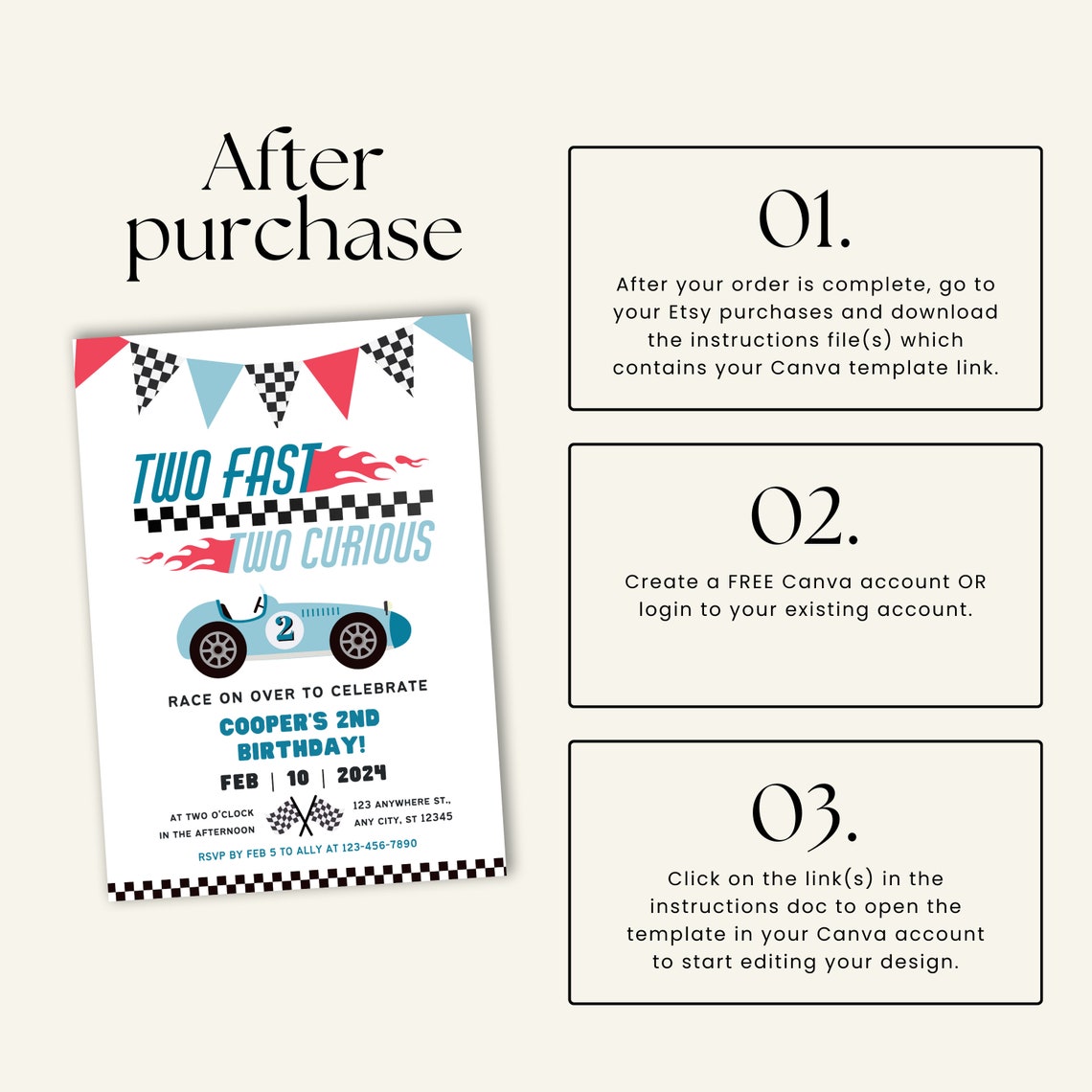 Editable Blue Race Car Birthday Invitation, Racing Birthday Invitation ...