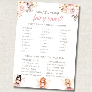 Fairy Name Game Sign, Birthday Party Activity (digital Download) - Etsy