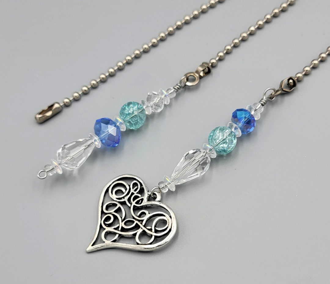 Ceiling Fan and Light Pull Chain Set With Silver Tone Metal - Etsy