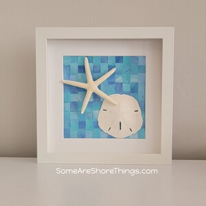 Starfish and Sand Dollar Shadow Box Decor. Blue and Aqua. - Etsy