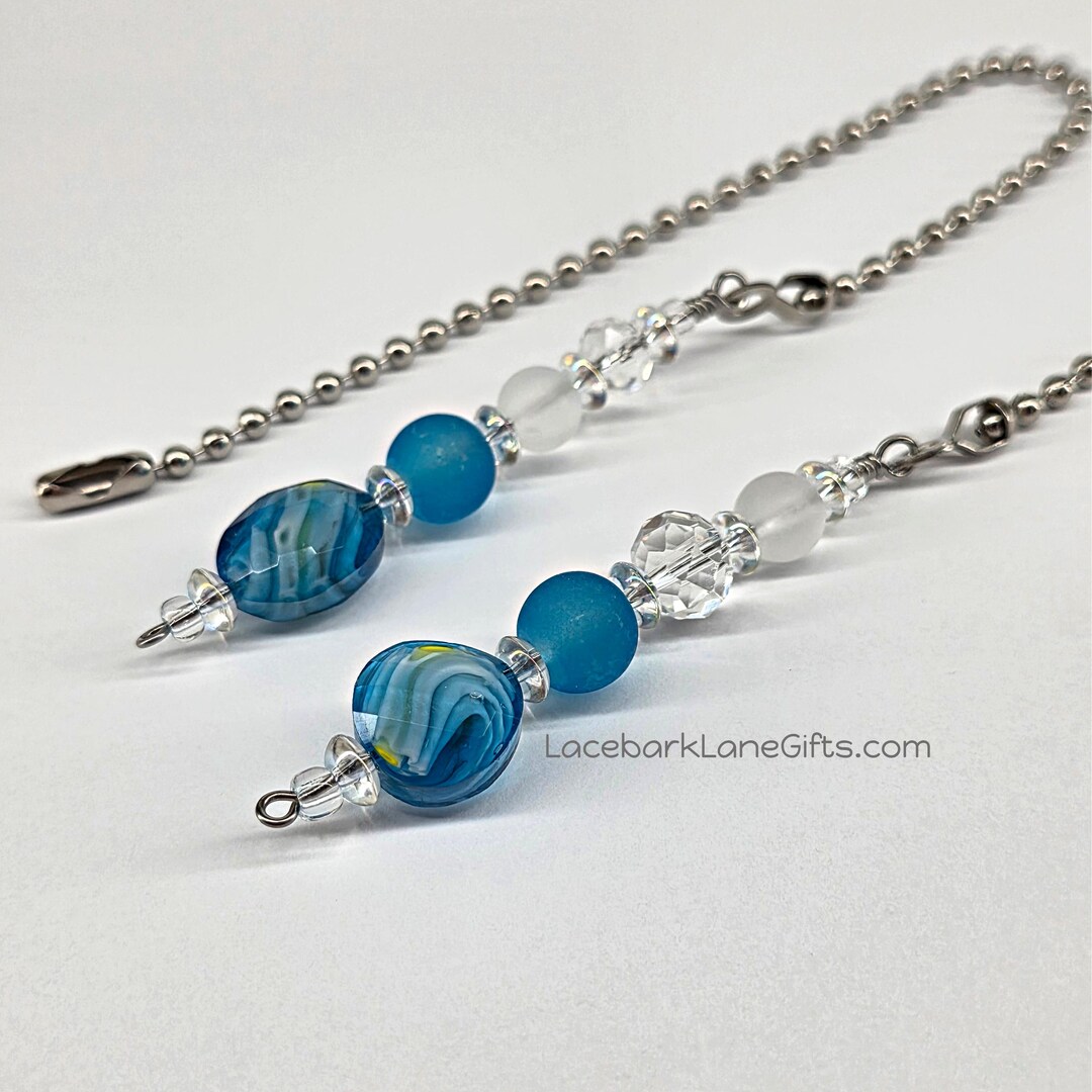 Aqua Glass Ceiling Fan Pull Chain: Home Decor Lighting. - Etsy