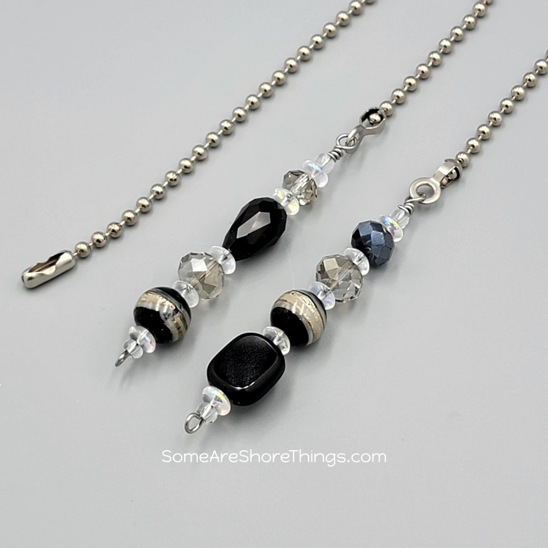 Ceiling Fan and Light Pull Chain Set. Black and Gold Accent Beads. - Etsy