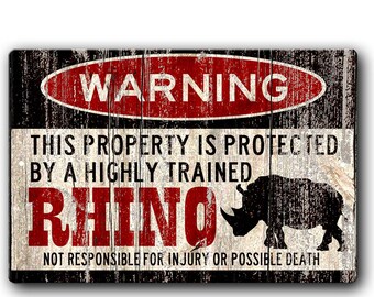 Rhino Warning Sign - Etsy