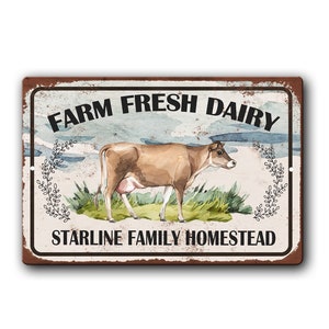 Personalized Farm Fresh Dairy Sign – Rustic Cow Homestead Decor - Etsy