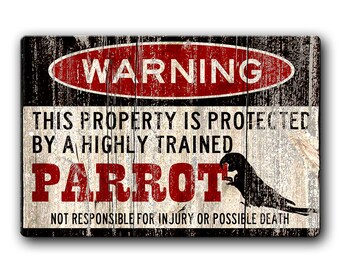 Parrot Warning Sign - Etsy