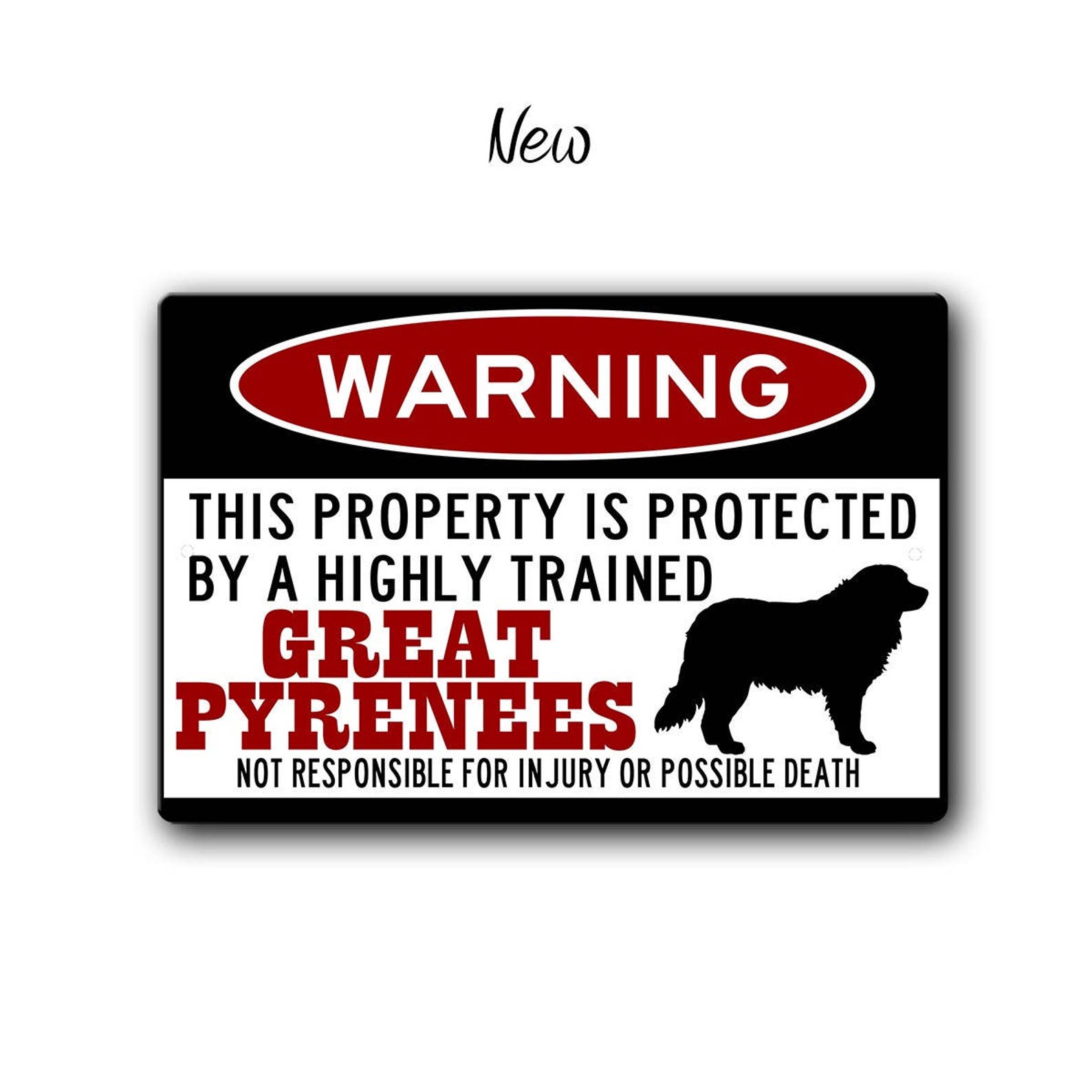 Great Pyrenees Sign,funny Metal Signs,dog Warning Sign,pyrenees Warning ...