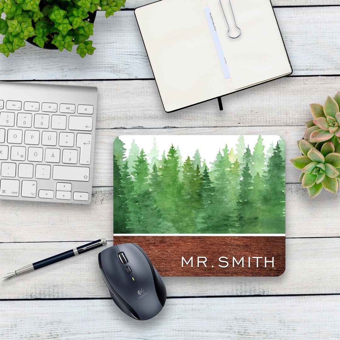 Wilderness Forest Mouse Pad - Teacher Desk Gift - Monogramed Home ...