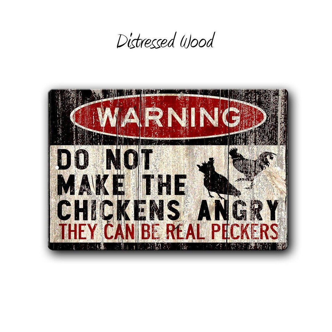 Funny Chicken Sign,funny Metal Signs,chicken Warning Sign,angry Chicks ...