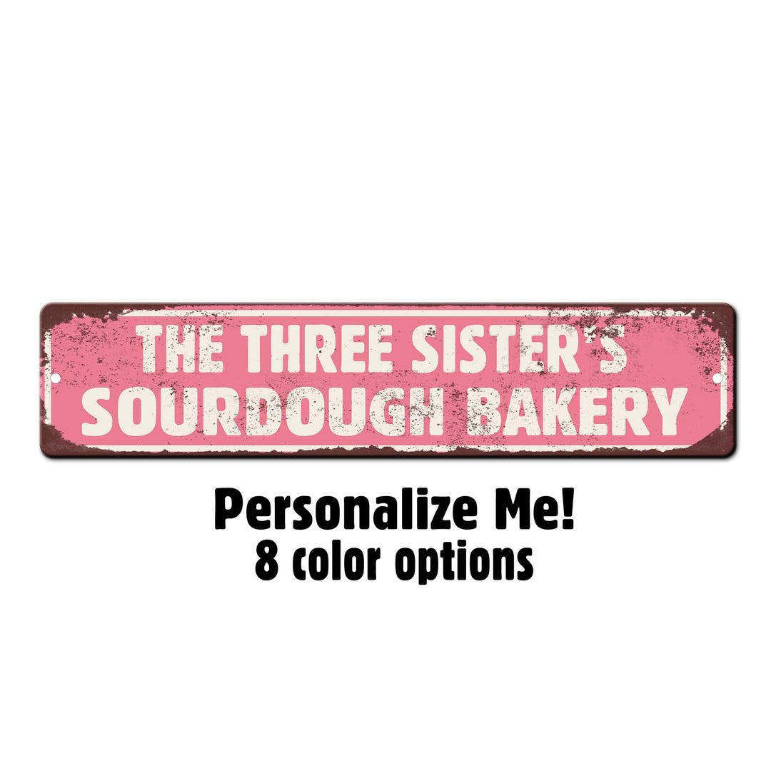 Personalized Sourdough Bakery Rustic Style Metal Sign - Bakery Sign ...