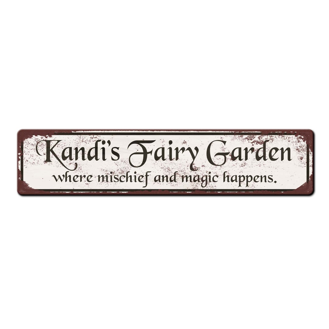 Personalized Fairy Garden Rustic Styled Metal Sign - Cottage Garden ...