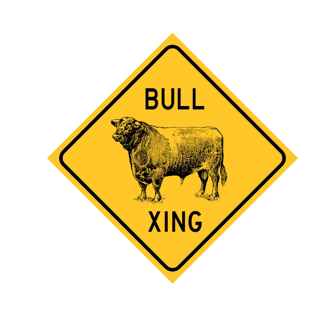 Bull Crossing Caution Sign - Cattle Farmer Bull Sign - Rusted or New ...