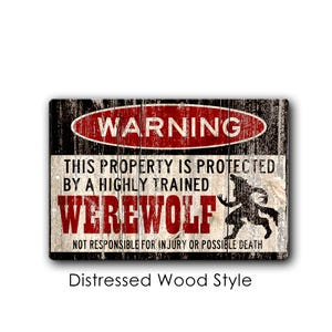 Werewolf Warning Sign - Folklore Gifts - Werewolf Decor - Cryptid Sign ...