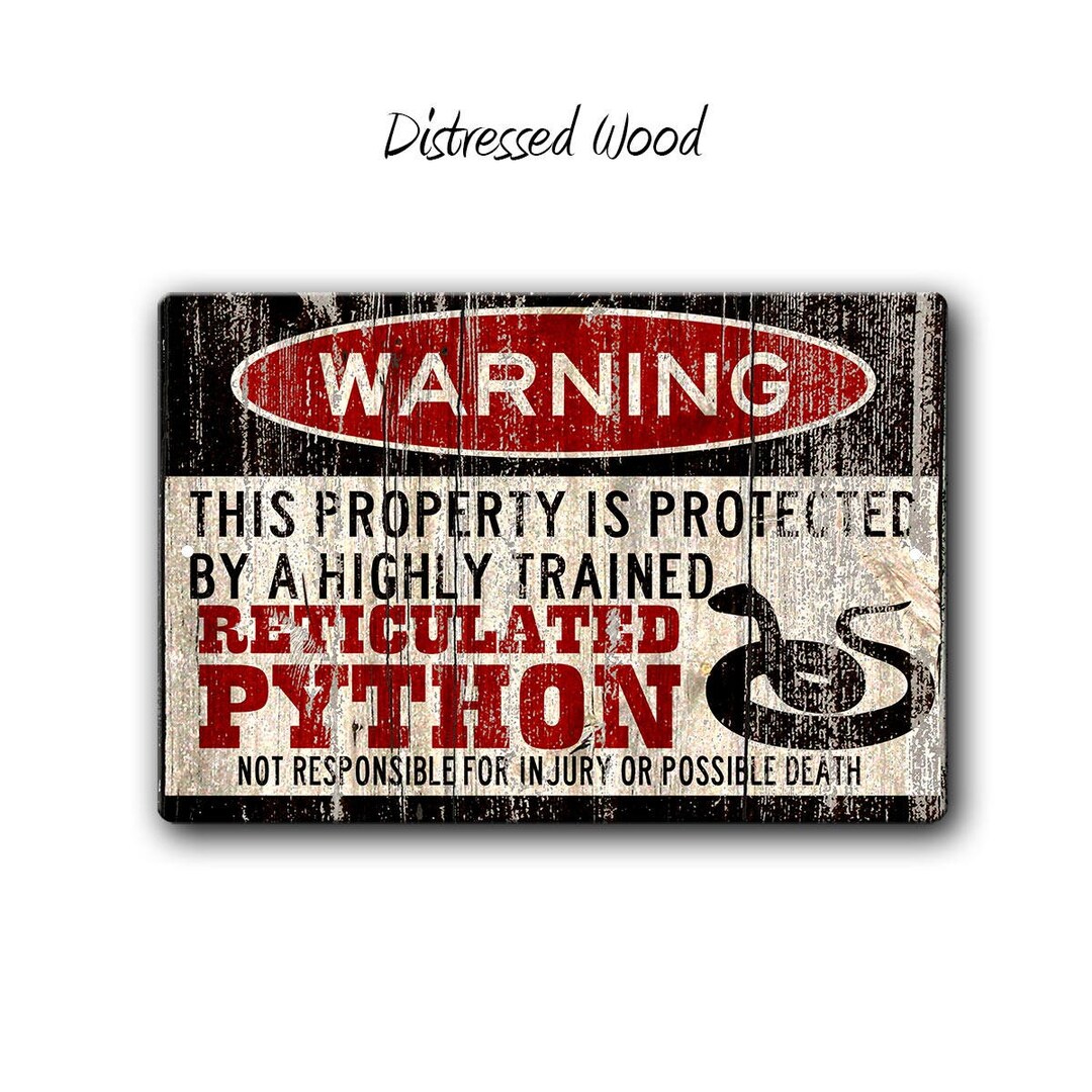 Reticulated Python Sign,funny Metal Signs,ball Python Accessories,snake ...