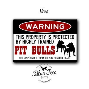 Pit Bull Sign, Funny Metal Signs, Dog Warning Sign, Pit Bull Dog Sign ...