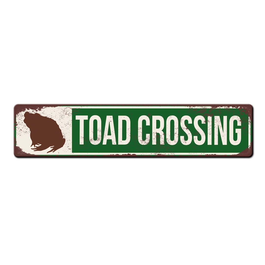 Toad Crossing Metal Sign Cute Toad Sign Garden Toad Sign Sign Garden ...