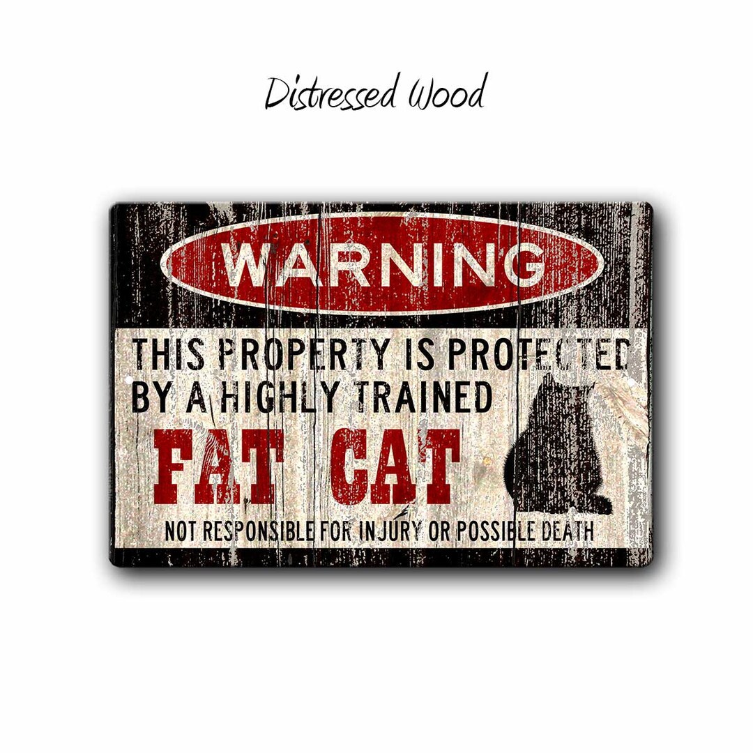 Fat Cat Sign,funny Metal Signs,cat Warning Sign,funny Cat Sign ...