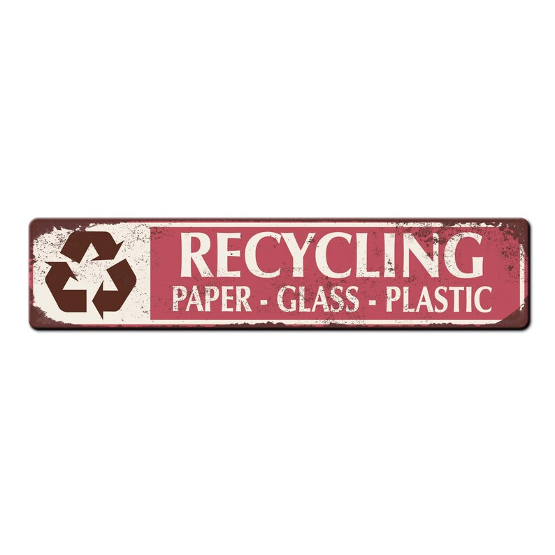 Recycling Sign - Paper Glass Plastic Recycling Notice - Home Recycling ...