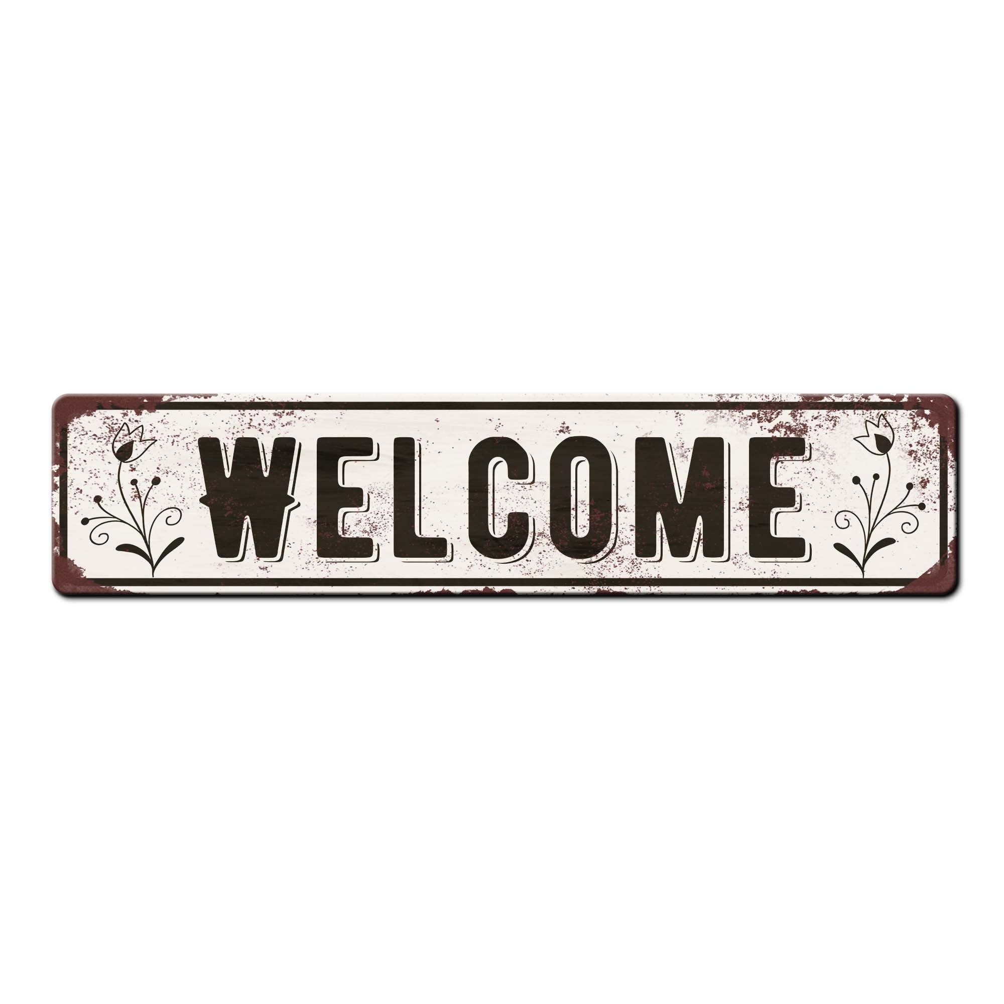 Welcome Entrance Floral Rustic Farmhouse Door Entryway Sign - Outdoor ...