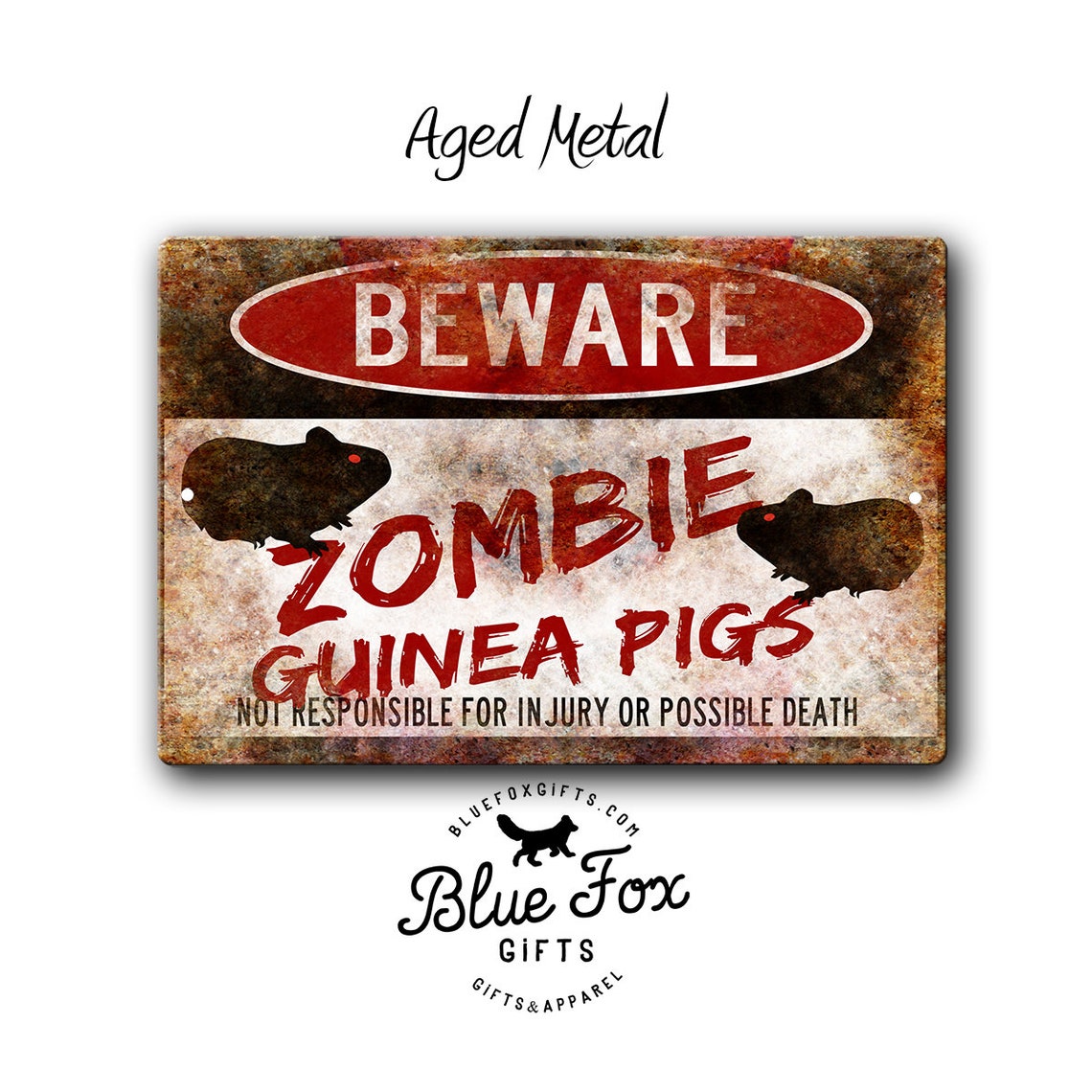 Zombie Guinea Pigs Signfunny Metal Signguinea Pigshalloween - Etsy