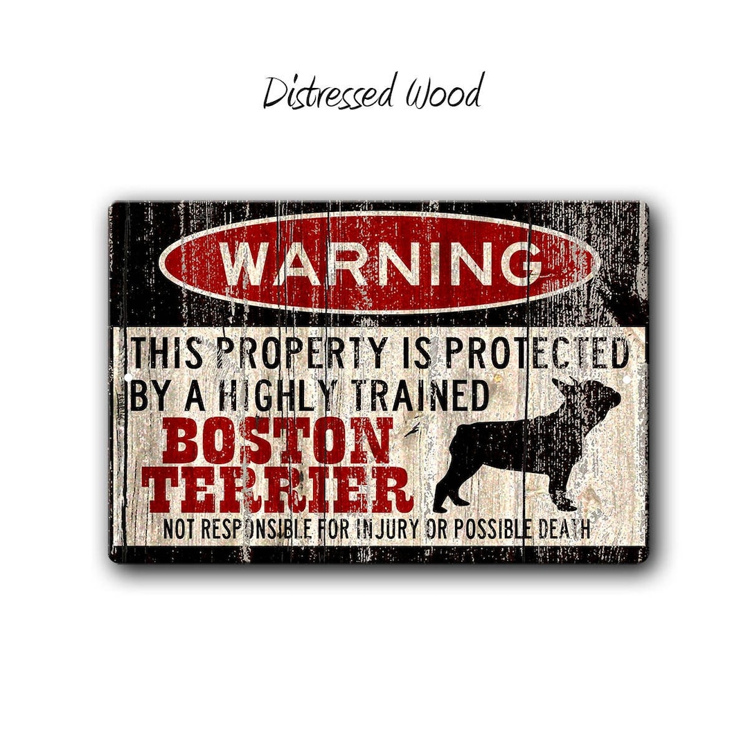 Boston Terrier Sign,funny Metal Signs,dog Warning Sign,protected By ...