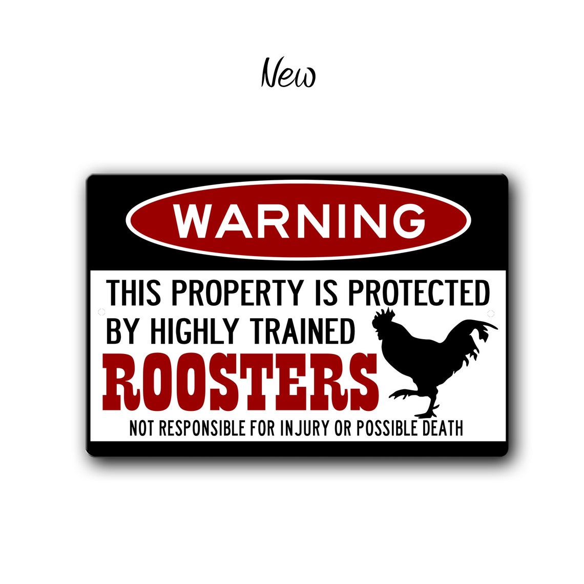 Funny Rooster Warning Sign, Funny Warning Sign for Chickens, Backyard ...