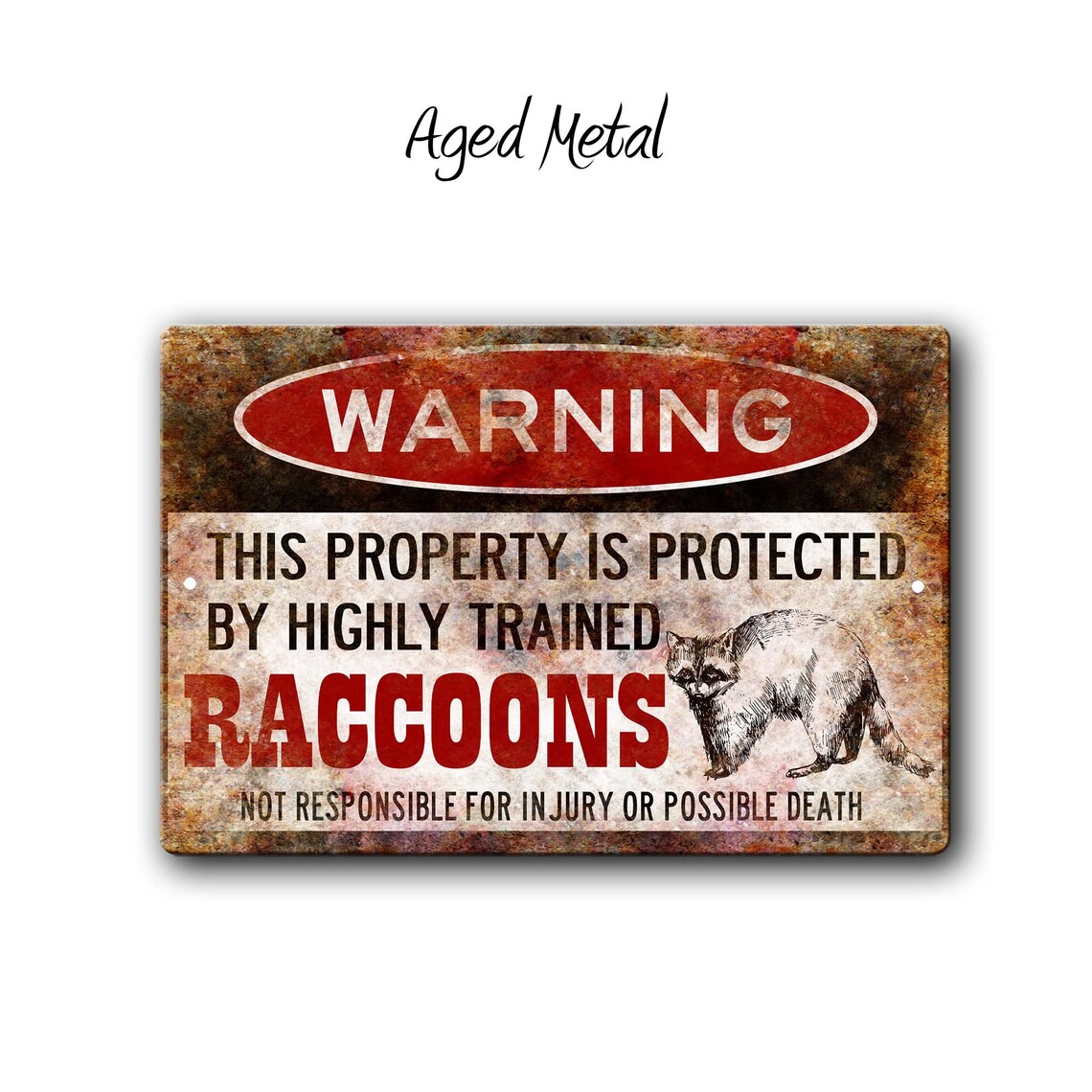 Raccoon Warning Sign - Funny Raccoon Gift - House Warning Sign - Funny ...