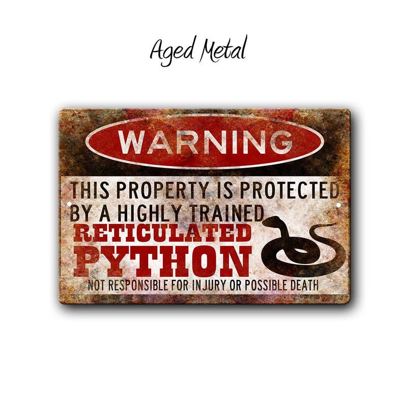 Reticulated Python Sign,funny Metal Signs,ball Python Accessories,snake ...