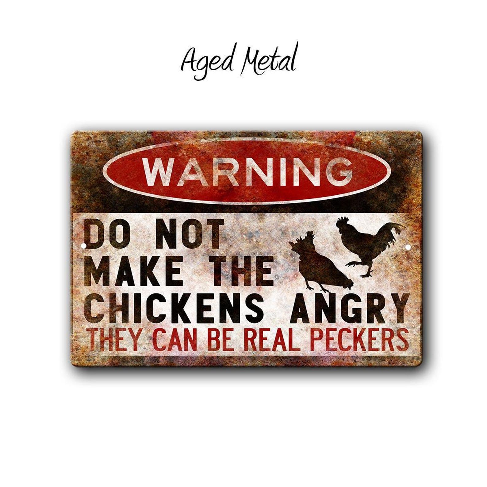 Funny Chicken Sign,funny Metal Signs,chicken Warning Sign,angry Chicks ...