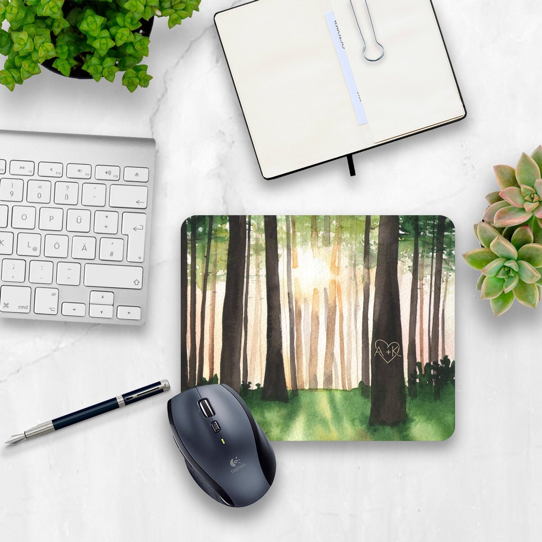 Wilderness Forest Mouse Pad - Personalized Tree Etched With Heart and ...