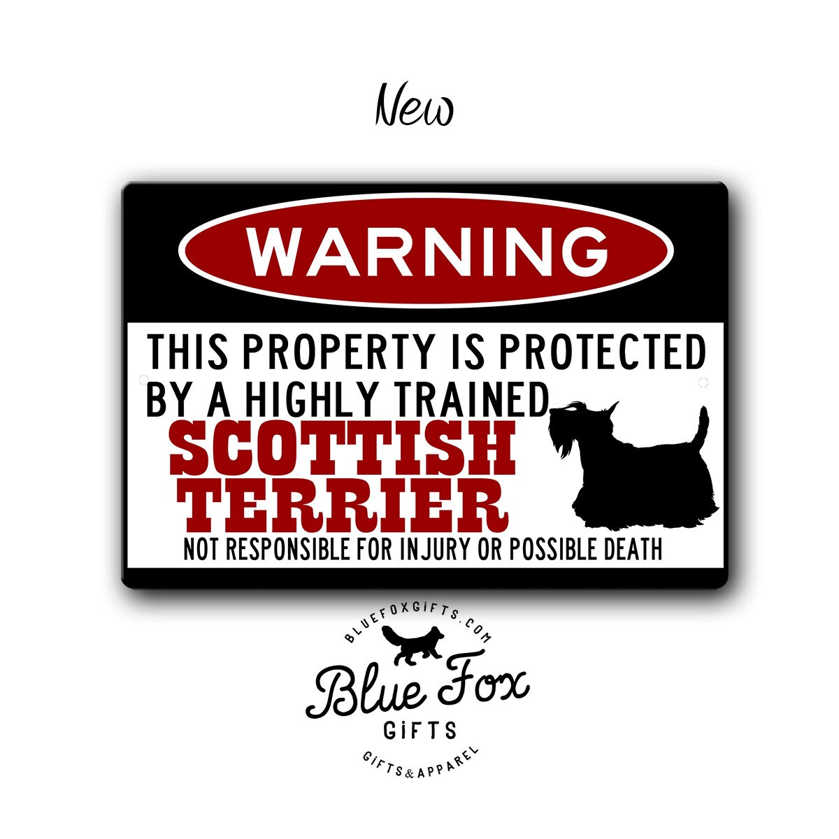 Scottish Terrier Sign,funny Metal Signs,dog Warning Sign,protected By ...