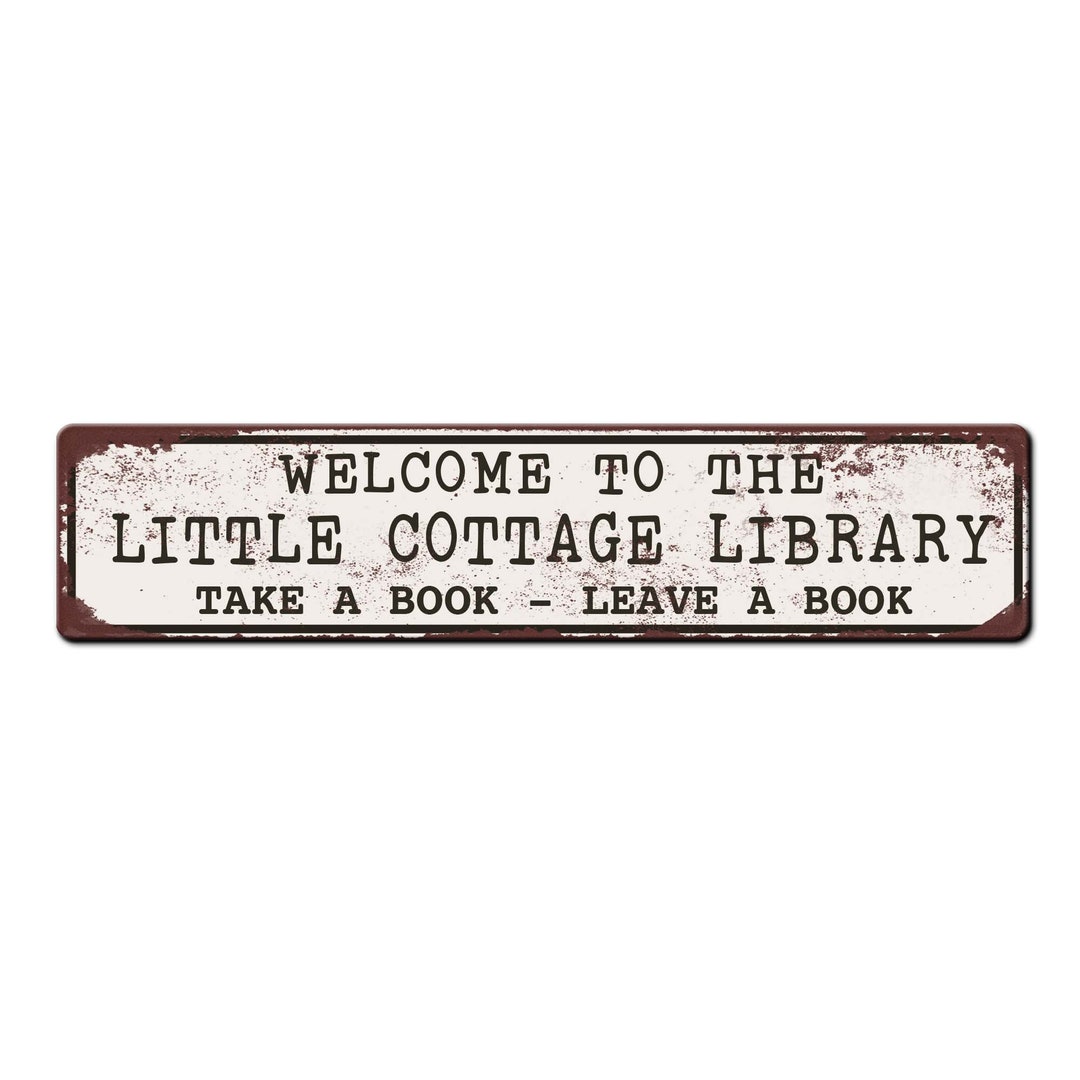 Cottage Library Sign - Reading Community Share Library Sign - Outdoor ...