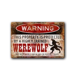 Werewolf Warning Sign - Folklore Gifts - Werewolf Decor - Cryptid Sign ...