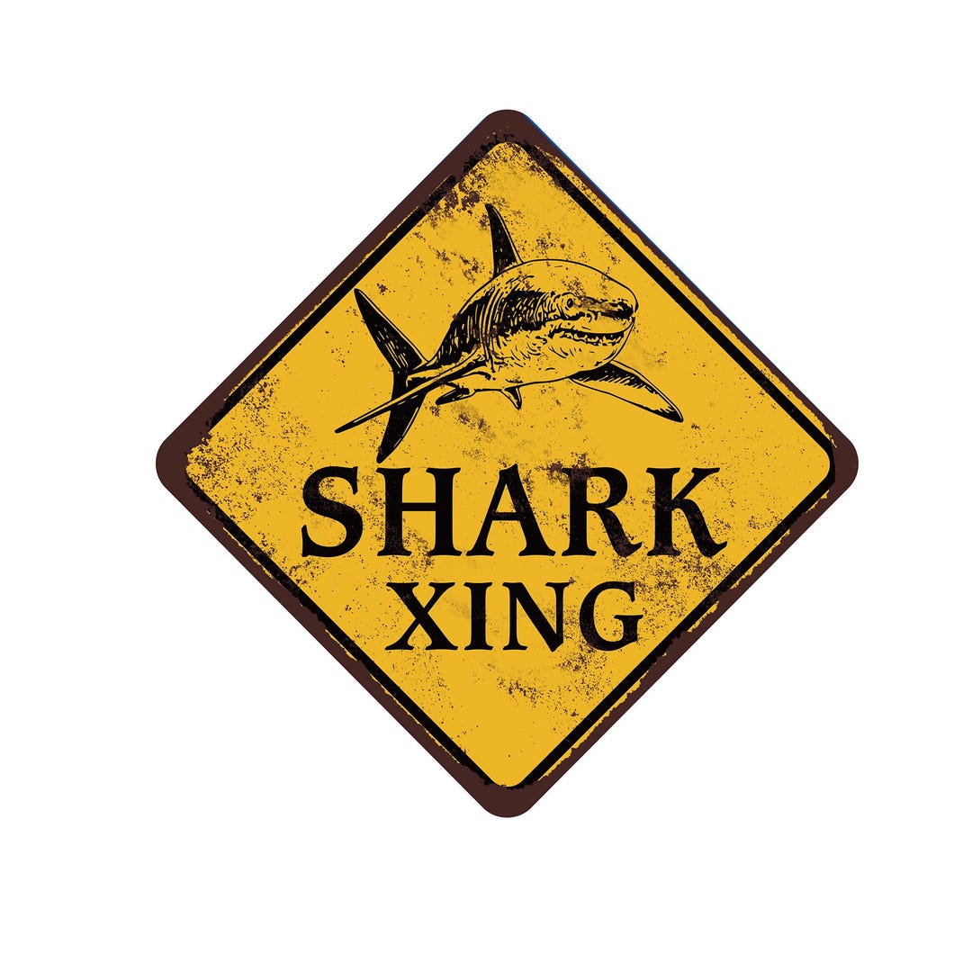 Shark Crossing Caution Sign - Shark Dock Sign - Shark Pool Sign - Funny ...