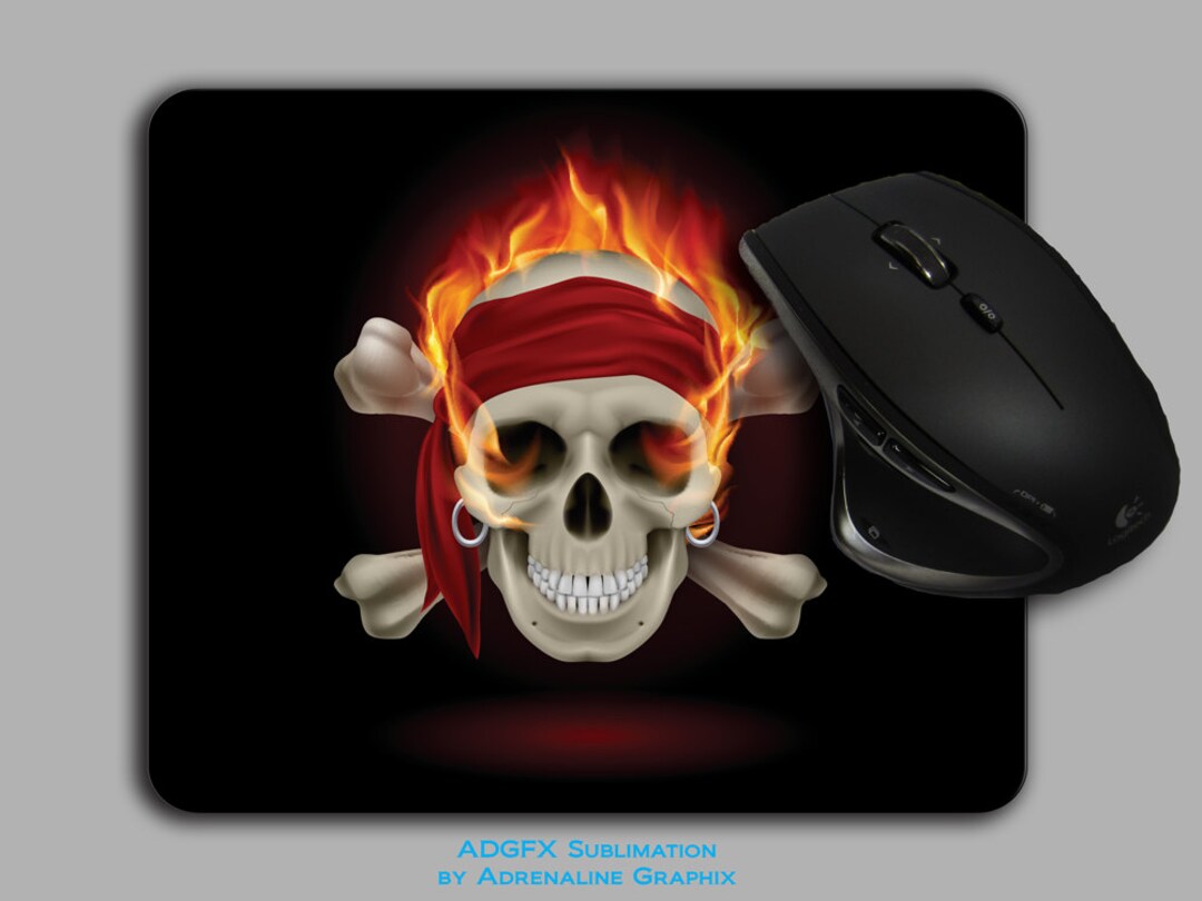 Mouse Pad Flaming Pirate Skull Mousepad Cloth Top MP-065 - Etsy