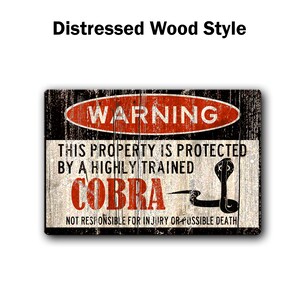 Cobra Snake Sign, Warning Cobra Sign, Snake Caution Sign, Pet Gift ...