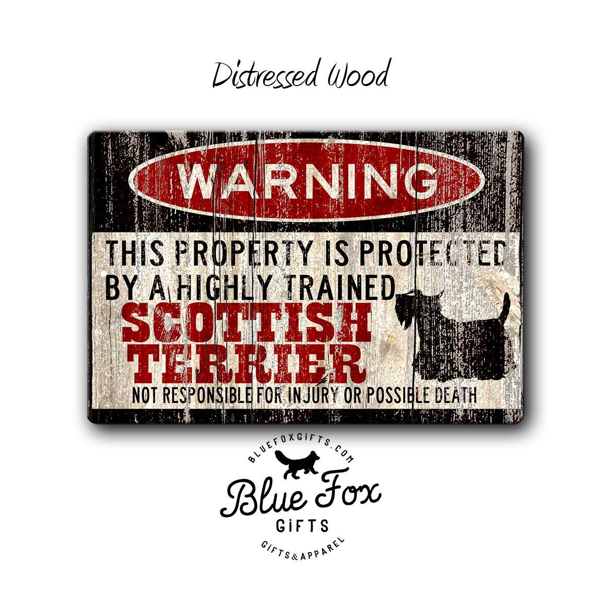 Scottish Terrier Sign,funny Metal Signs,dog Warning Sign,protected By ...