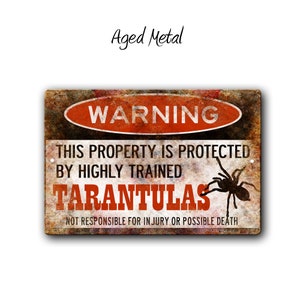 Tarantula Warning Sign, Funny Metal Tarantula Sign, Tarantula Gift ...