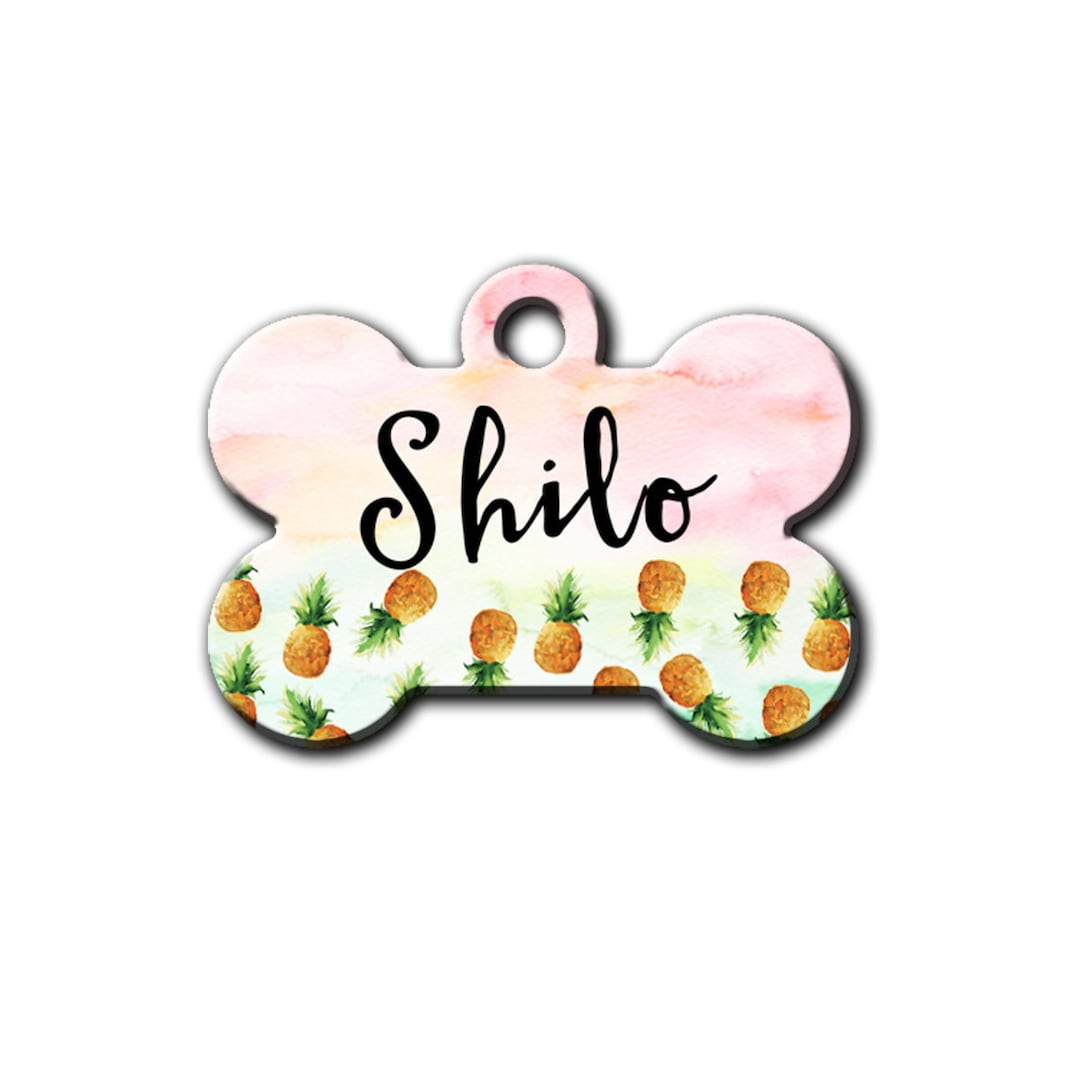 Summer Pet Tag| Pineapple Pet Id Tag| Summer Dog Tag| Watercolor Dog ...