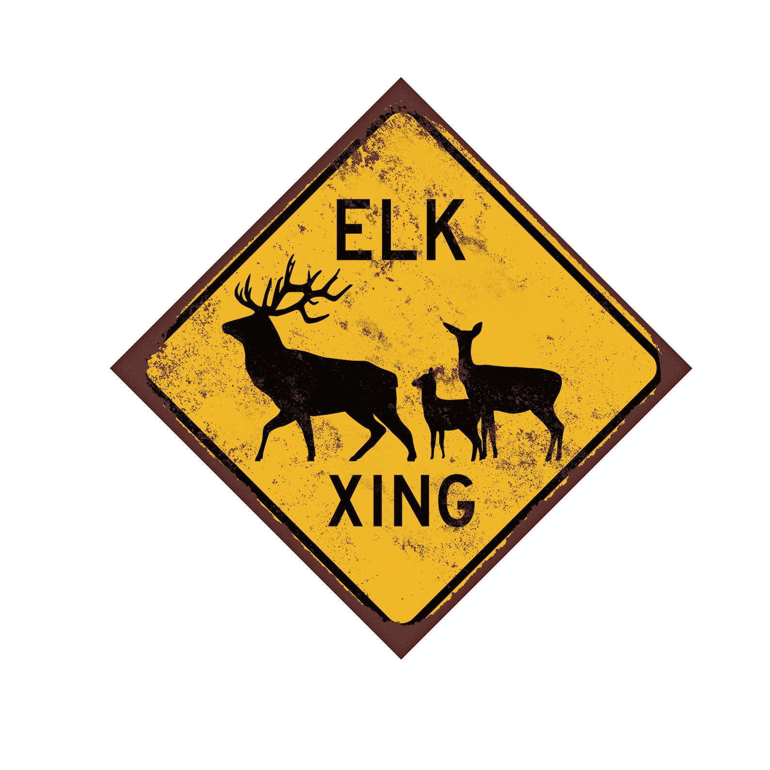 Elk Crossing Caution Sign - Elk Family Rustic Cabin Décor - Elk Xing ...