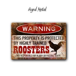 Funny Rooster Warning Sign, Funny Warning Sign for Chickens, Backyard ...