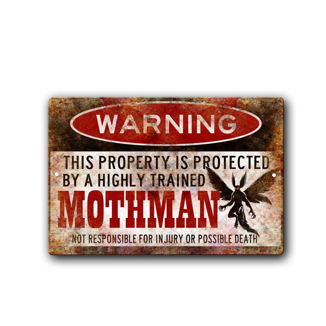 Mothman Warning Sign - Folklore Gifts - Mothman Decor - Cryptid Sign ...